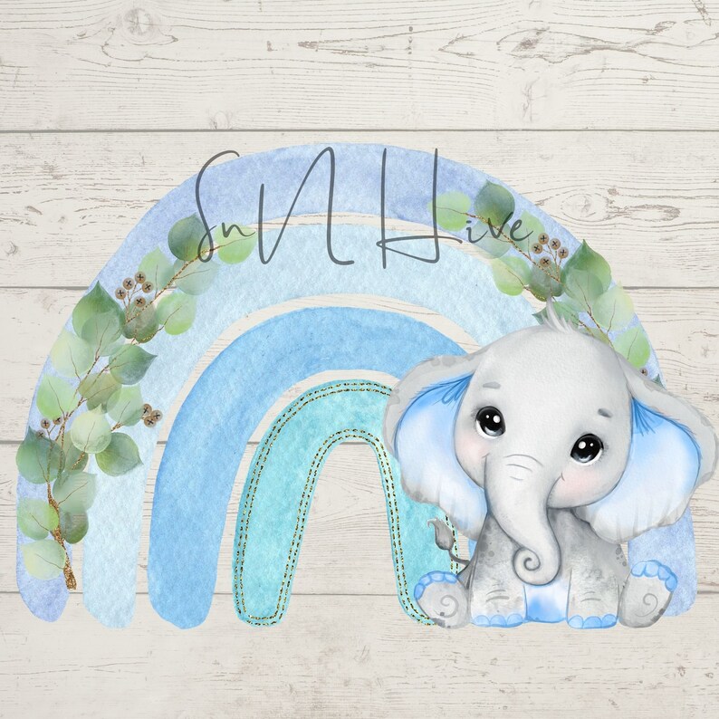 Baby Elephant Clipart, Watercolour Greenery Elephant PNG, Safari Jungle ...