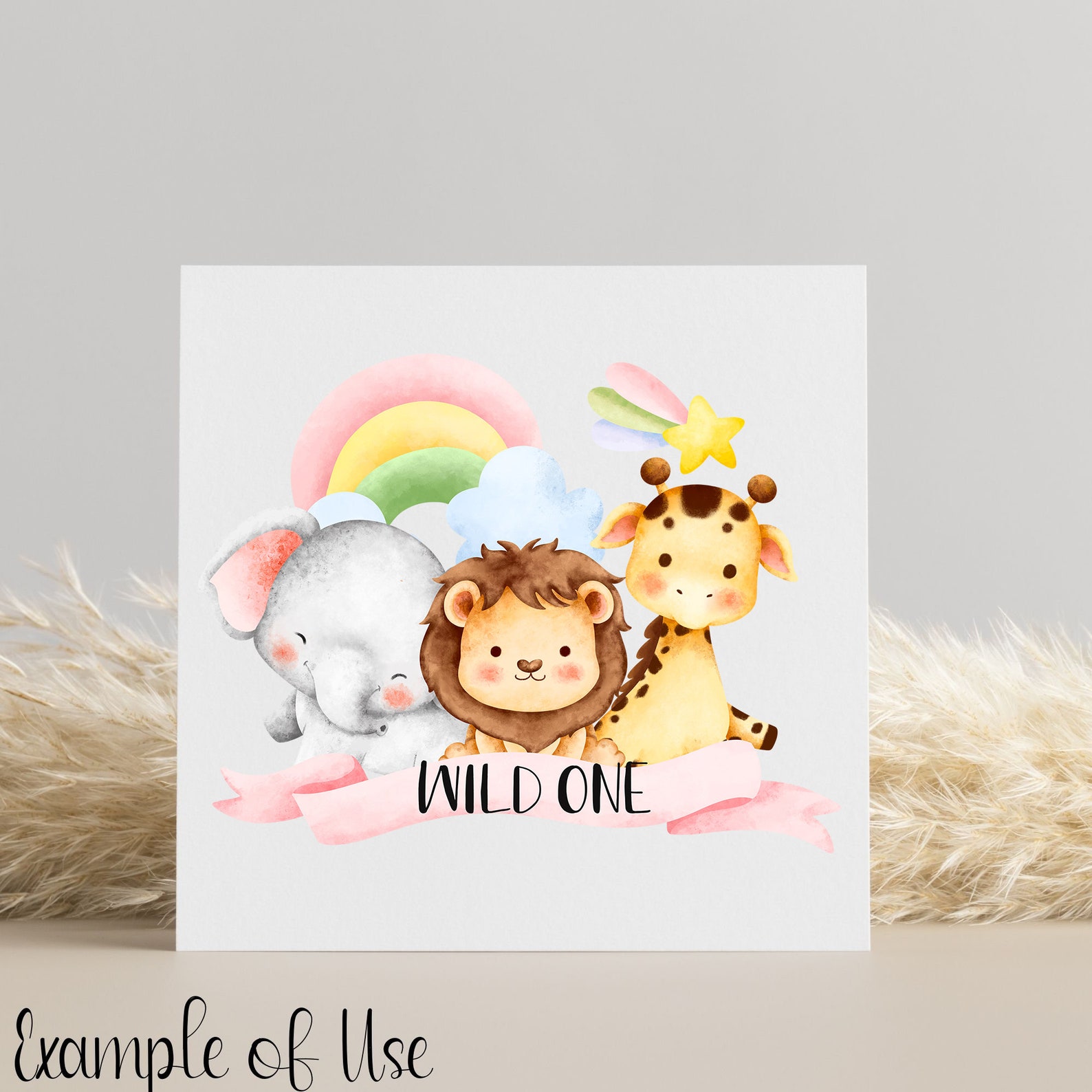 Wild One Safari Baby Animals Watercolour Kids Animals - Etsy