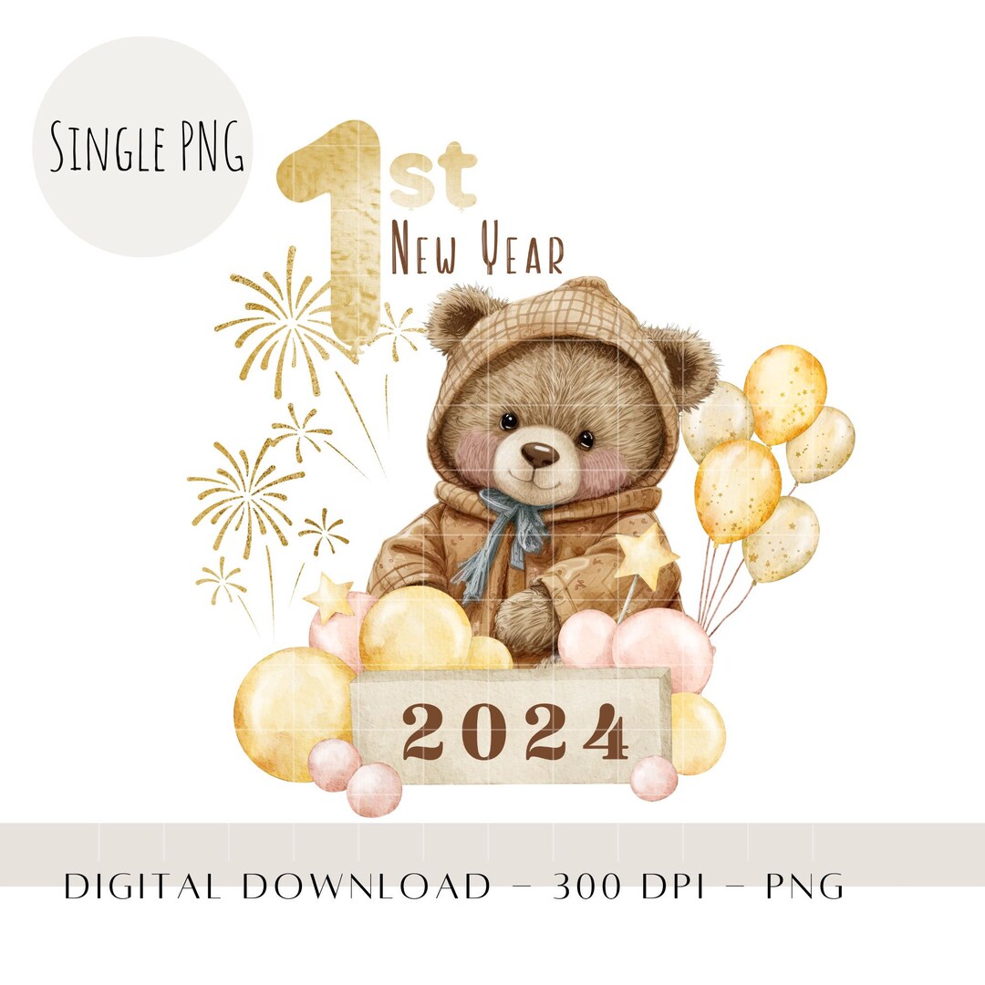 My First New Year PNG, 1st New Year Design, Kids Sublimation Design ...