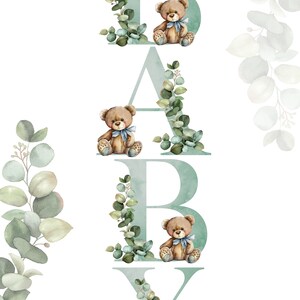 Teddy Bear Letters, Watercolour Alphabets, Watercolour Green Initials ...