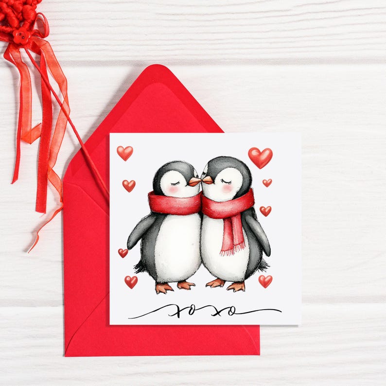 Cute Penguin Couple Sublimation Design, Valentine’s Day PNG, Love ...
