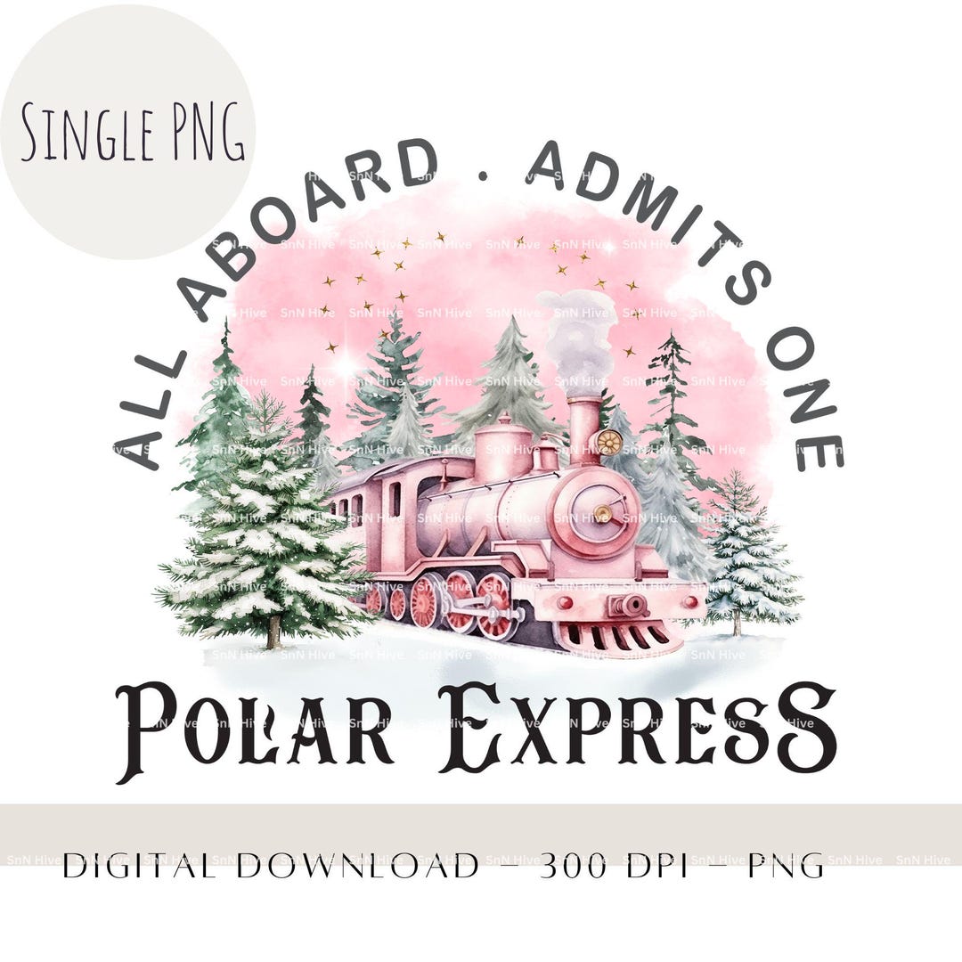 Pink Polar Express Clipart, Traditional Christmas Train, Believe Bell ...
