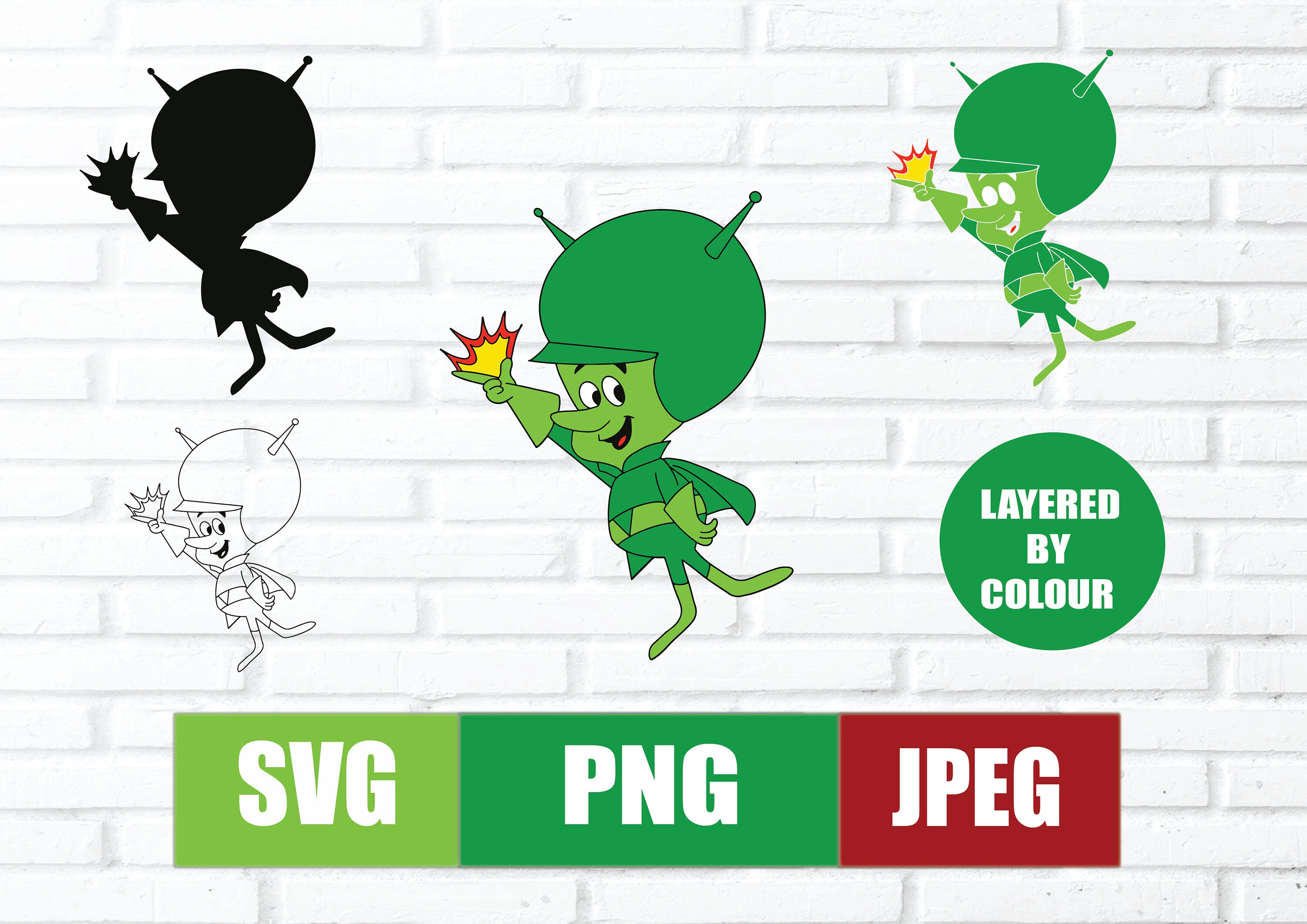 The Great Gazoo From The Flintstones Layered svg png jpeg | Etsy