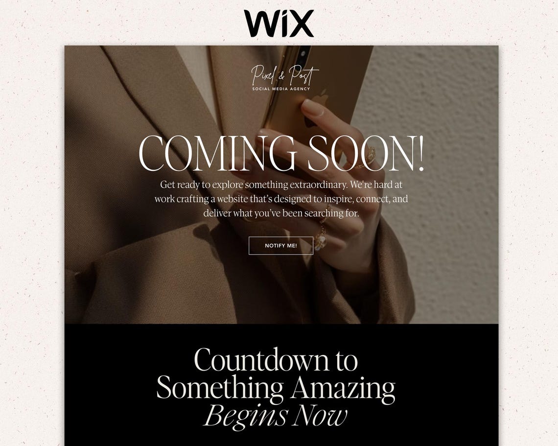 Stylish Coming Soon Wix Page Template: Launch Your Business - Etsy