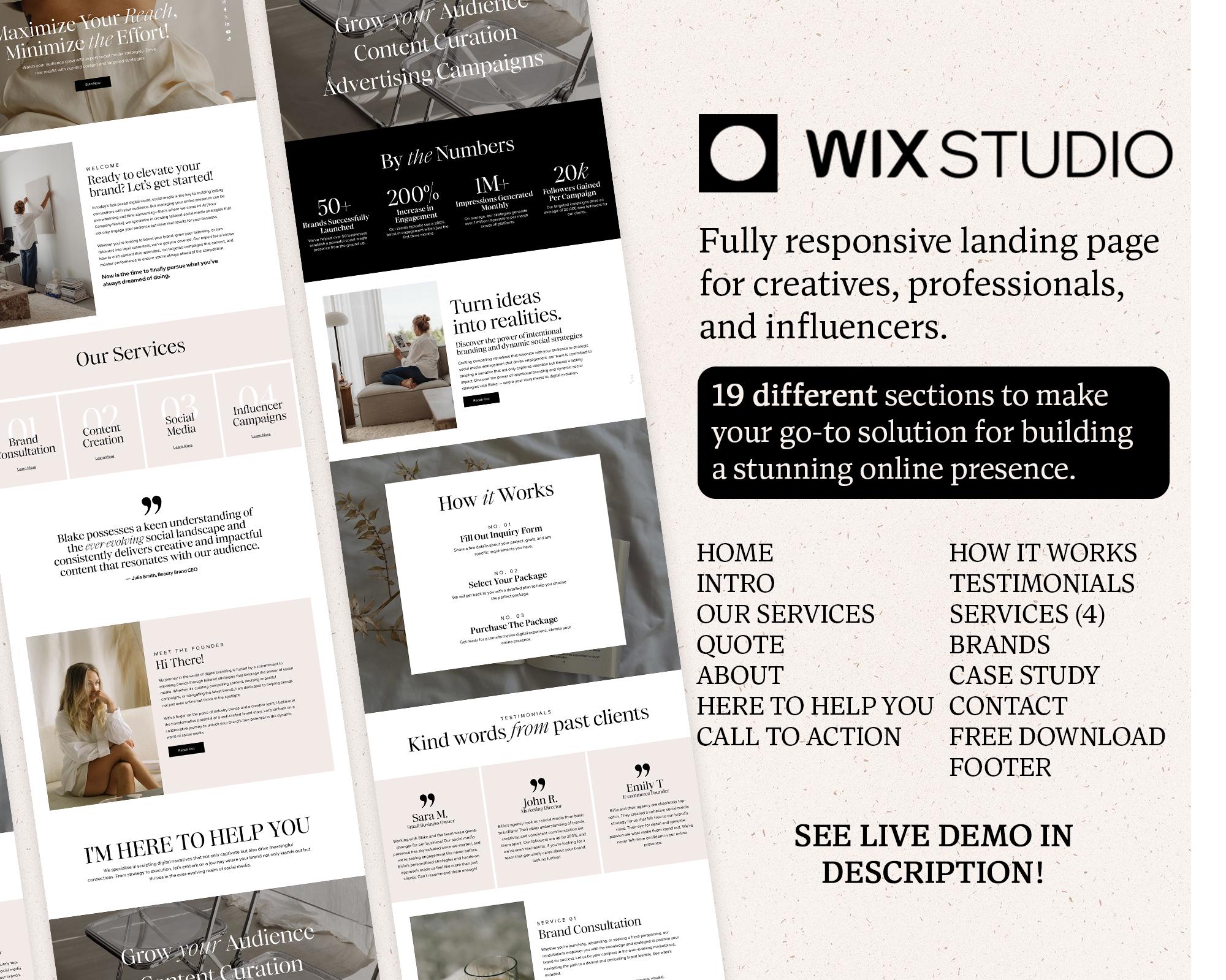 Wix Studio Social Media Manager, Wix Studio Landing Page, Wix Agency ...