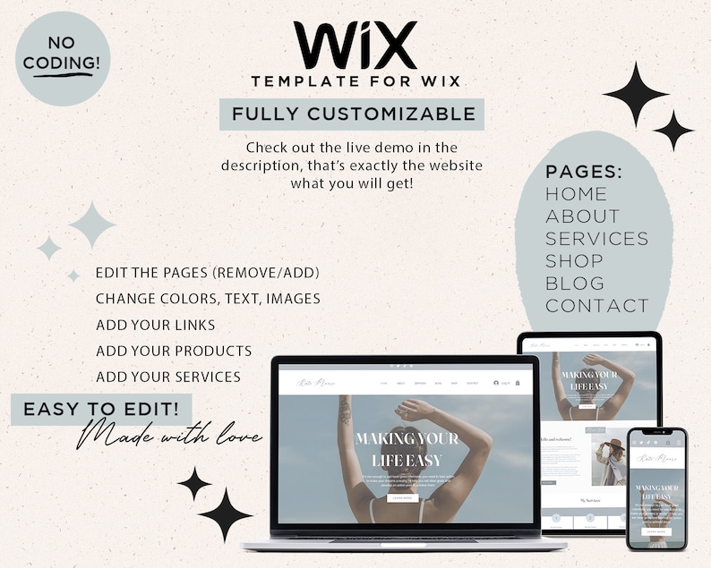 Wix Life Coach Template, Wix Template, Wix Coach Web Design, Socail ...