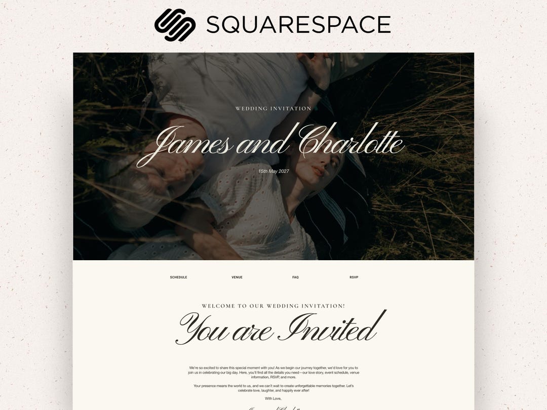 Squarespace Wedding Invitation Template: Online RSVP Website (digital ...