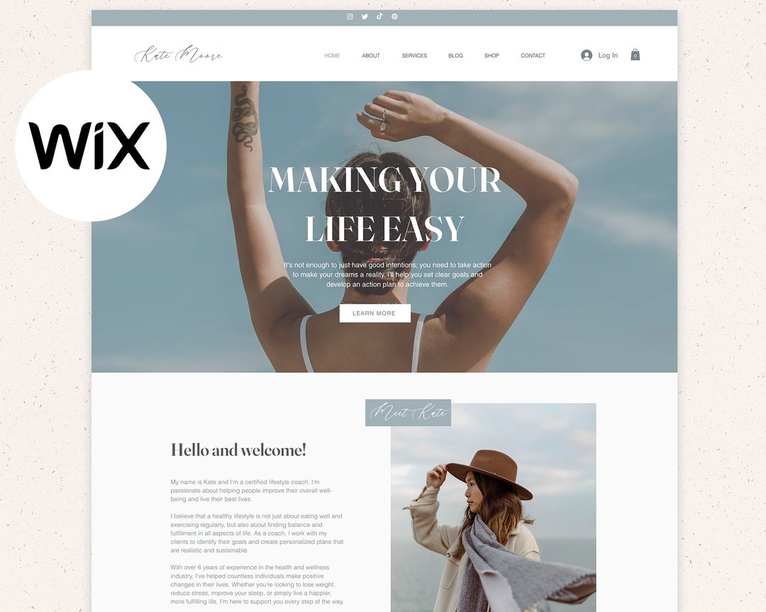 Wix Life Coach Template, Wix Template, Wix Coach Web Design, Socail Media Manager Website, Wix ...