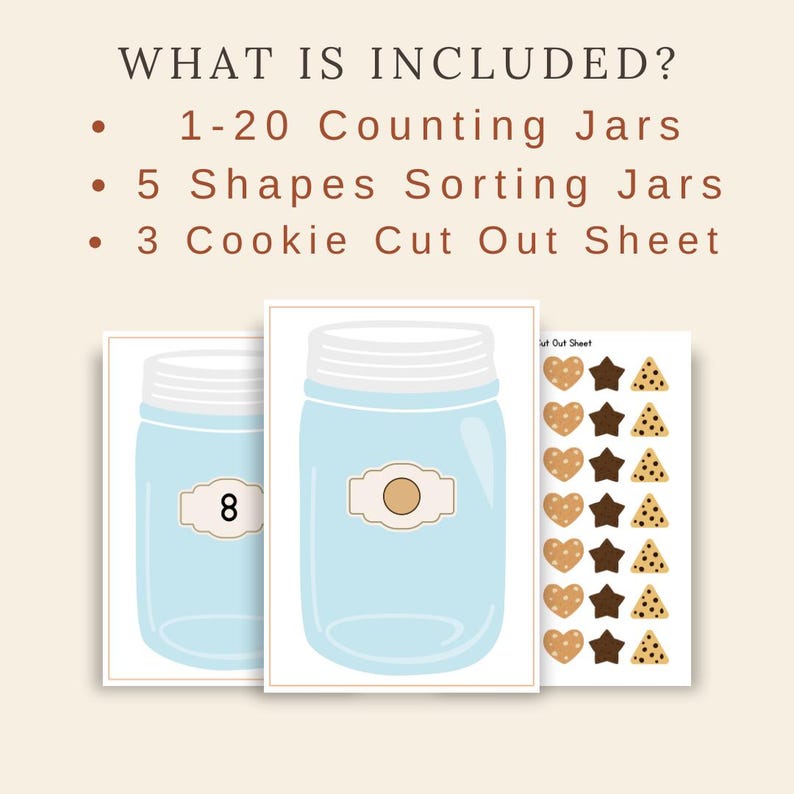 Cookie Jar Counting, Shapes Sorting Activity, Count Number 1 to 20 ...