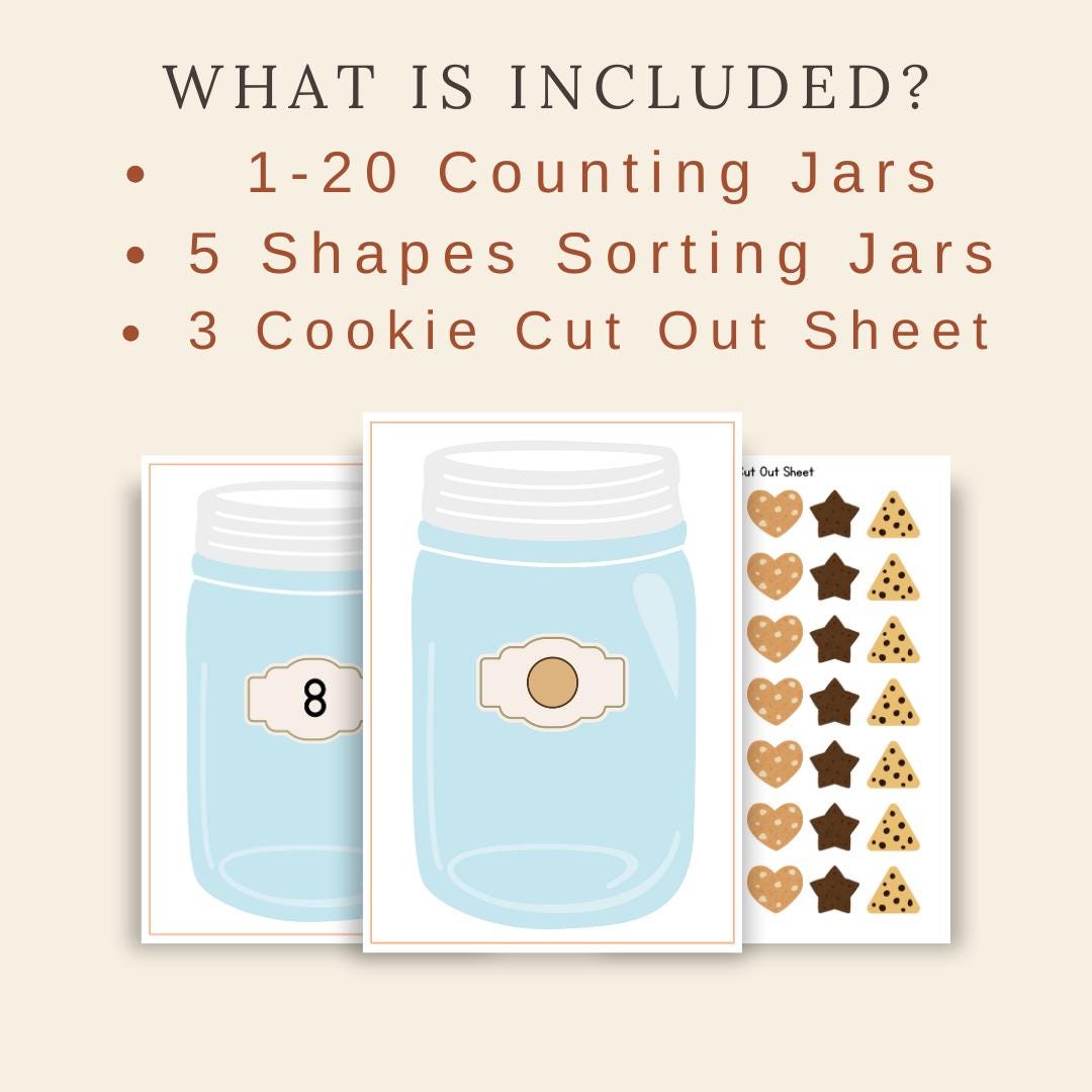 Cookie Jar Counting, Shapes Sorting Activity, Count Number 1 to 20 ...