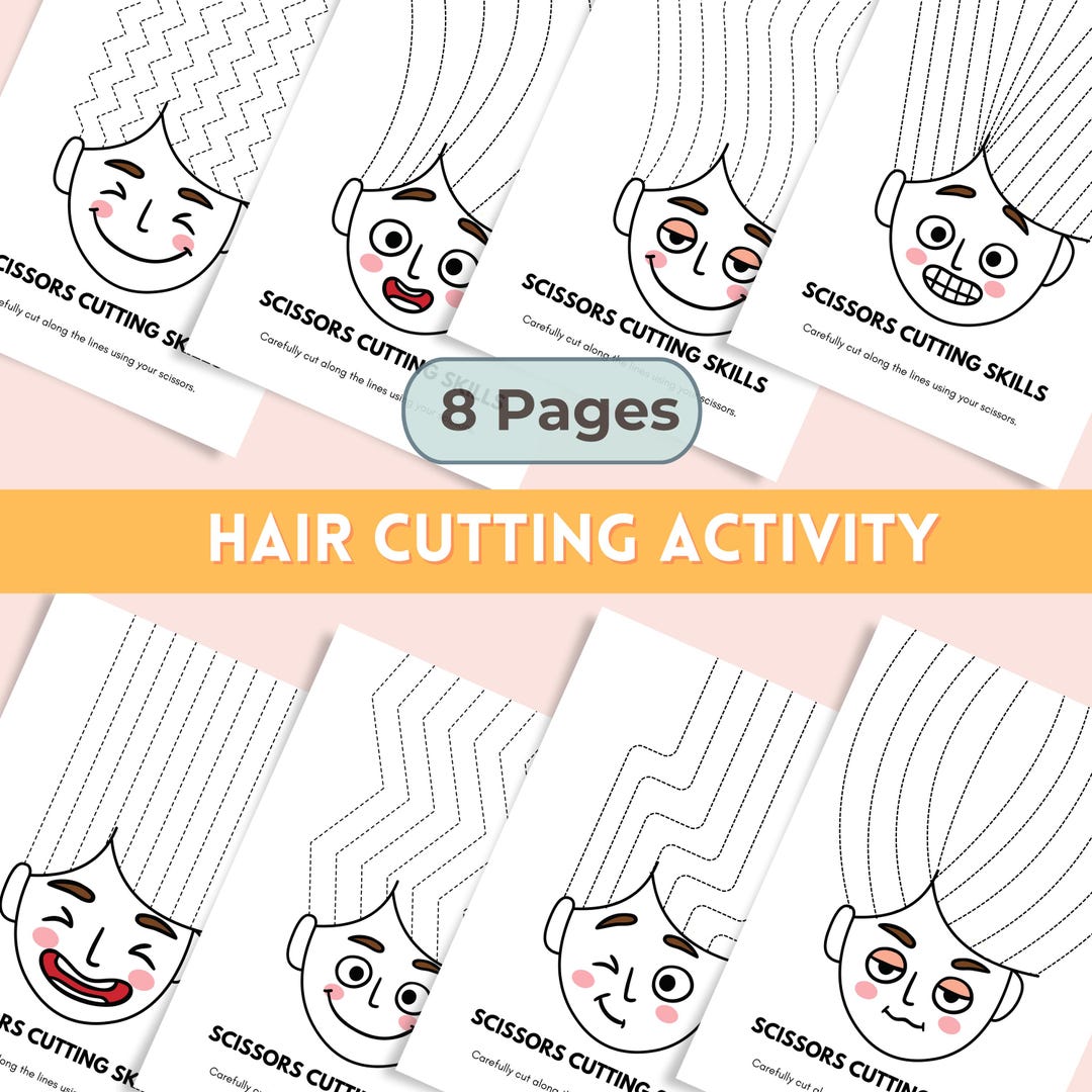 Hair Cutting Activity Worksheet, Preschool Scissors Practice Sheet ...