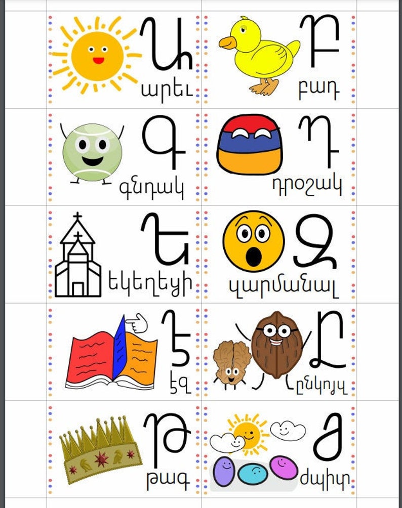 Western Armenian Alphabet Flash Cards (DIGITAL DOWNLOAD) - Etsy