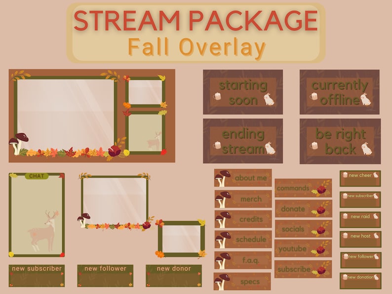 Animated Twitch Cute Fall Comfy Autumn Leaves Stream Package | Streamer ...