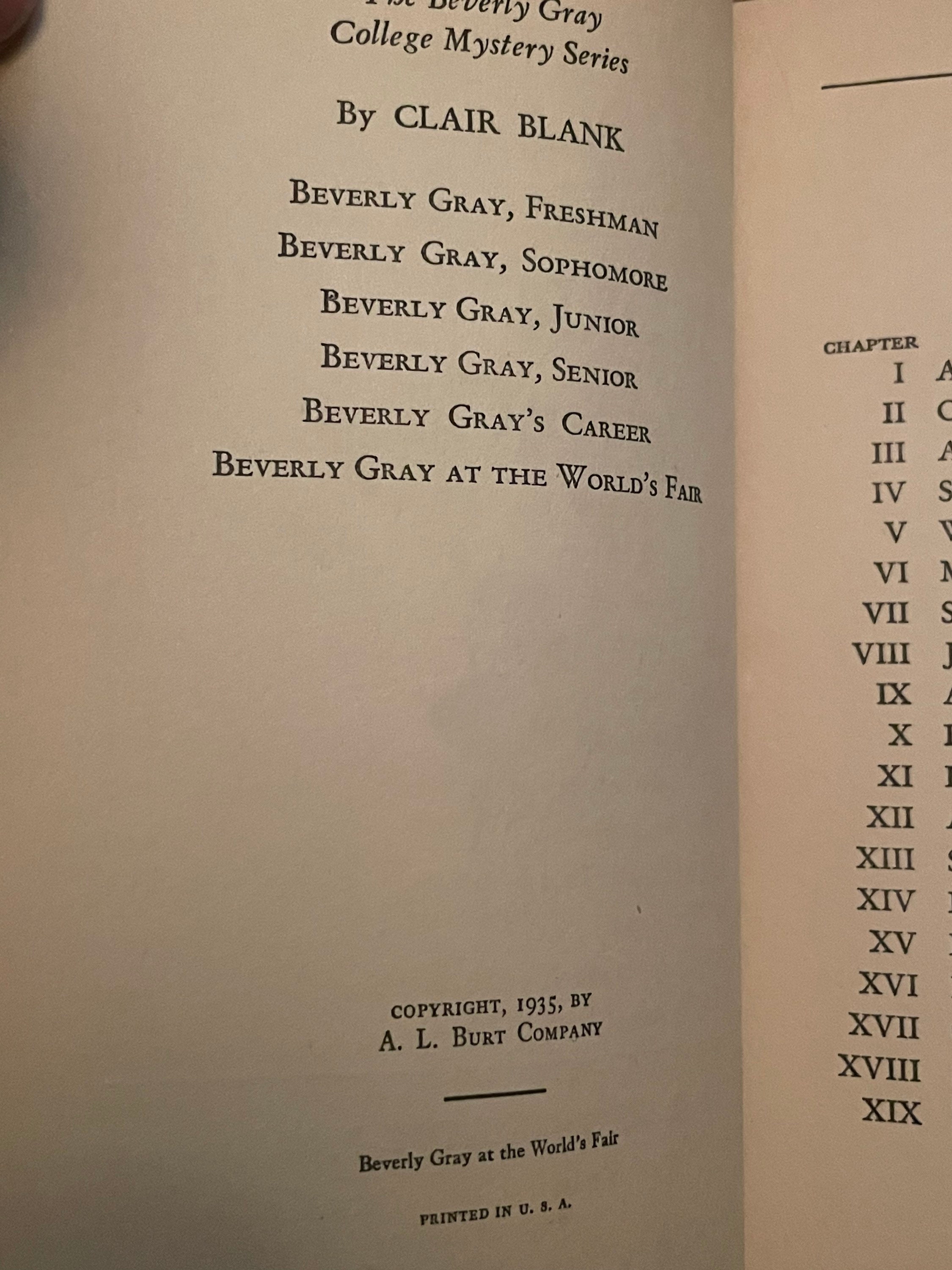 Clair Blank 1935 Beverly Gray at the World’s Fair #6 College Mystery ...