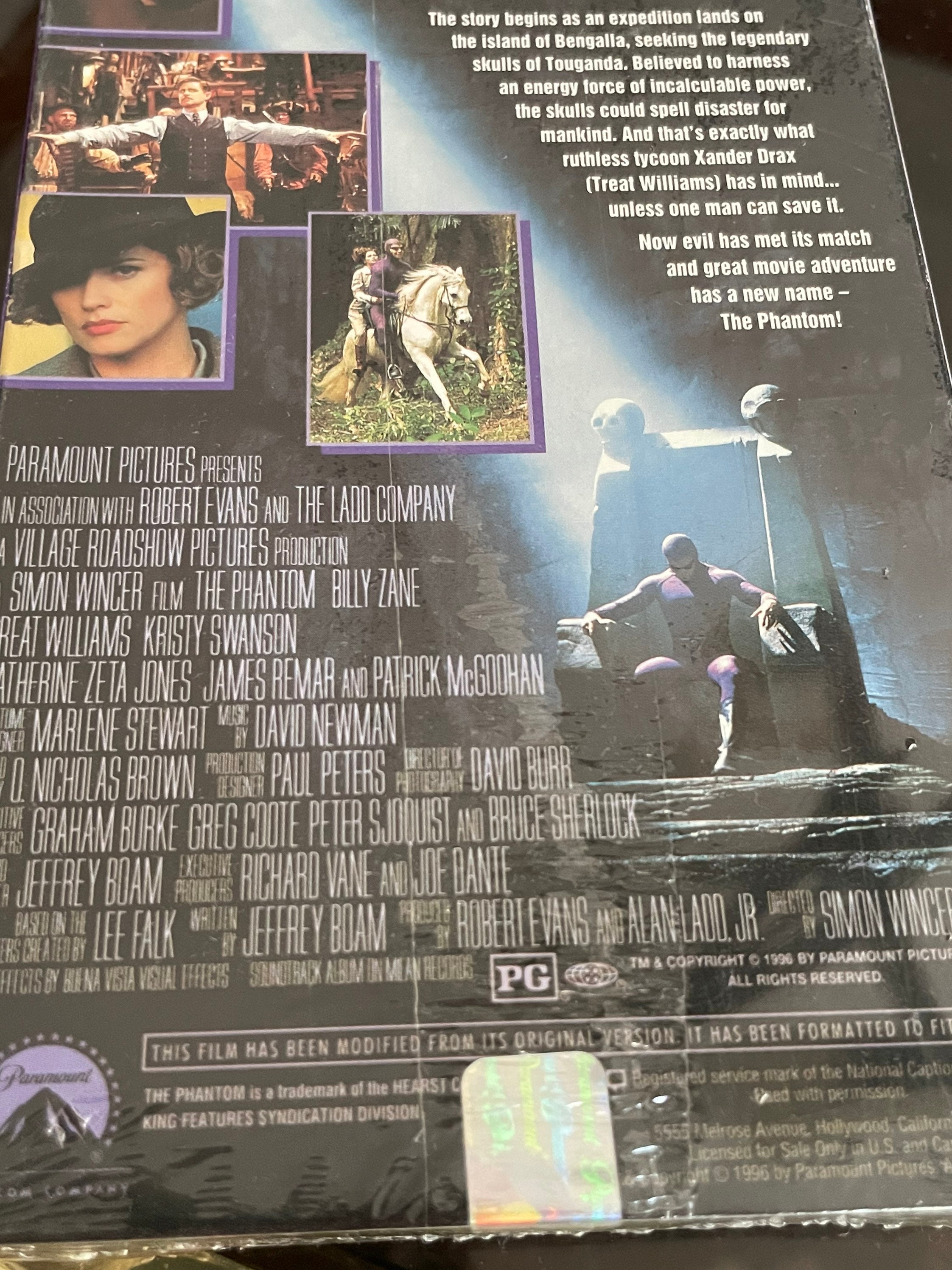 The Phantom 1996 Billy Zane Paramount Pictures Reflective Sleeve VHS ...