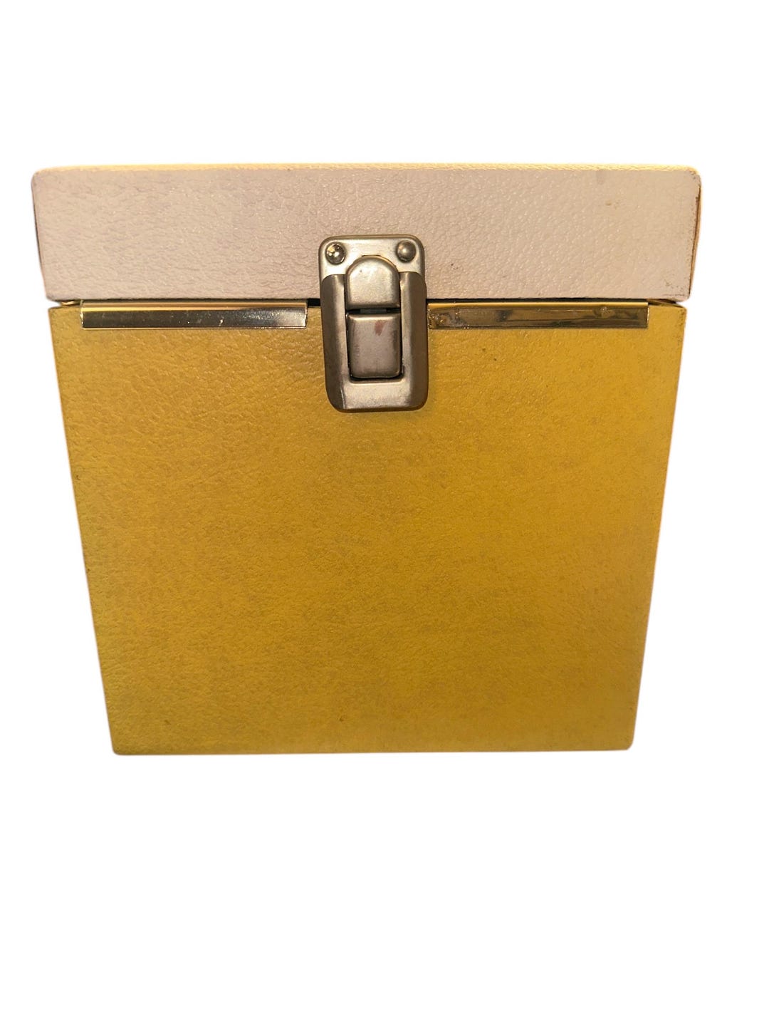 Vintage 60’s Yellow White 8x8x5 45 LP Vinyl Record Holder Case File ...