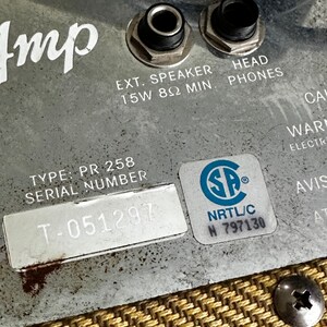 Vintage 90s Fender Bronco Tweed Guitar Amplifier Amp PR-258 2 Channel ...