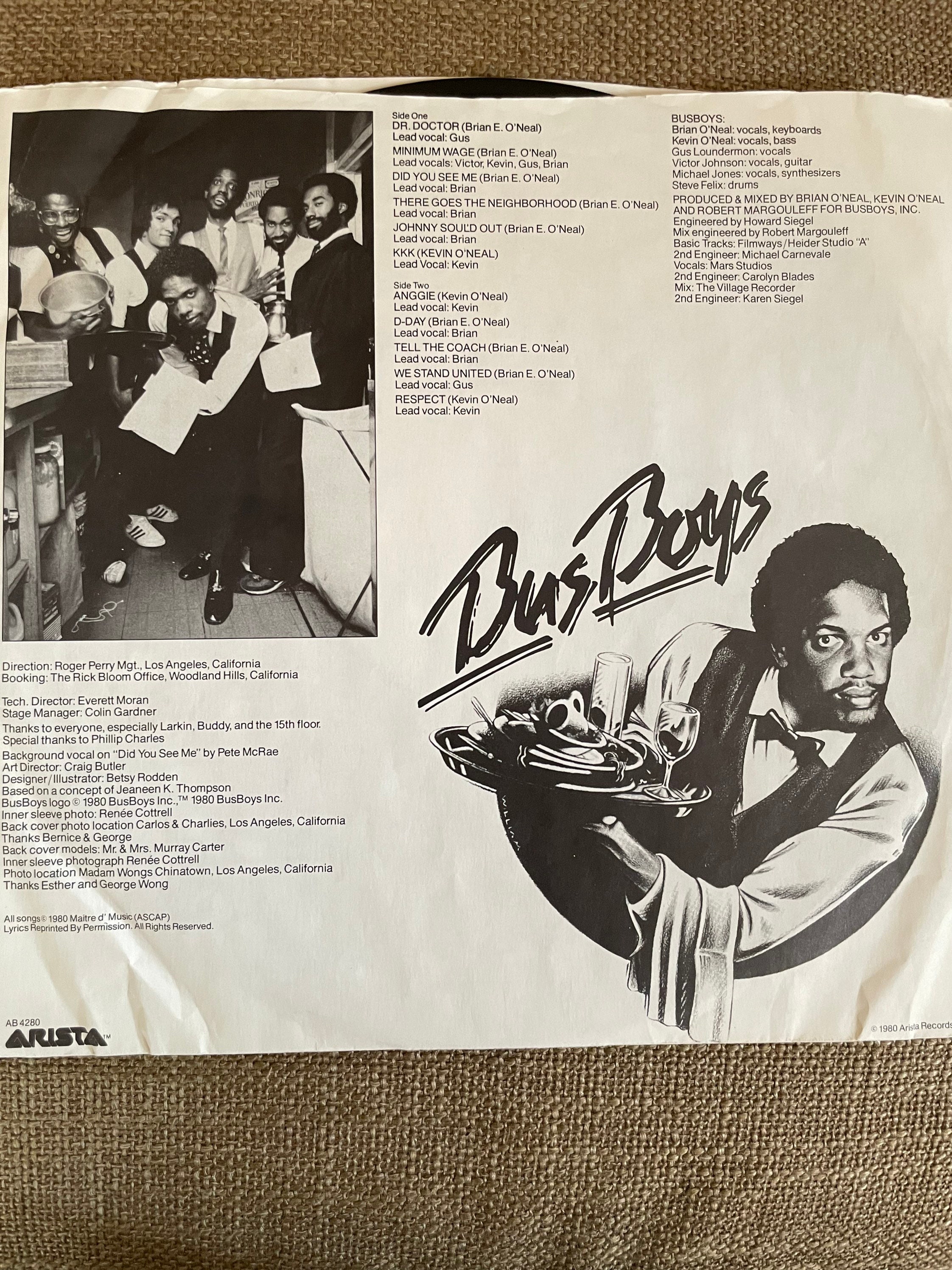Bus Boys 1980 Minimum Wage Rock & Roll Arista AB 4280 Original Lyric ...