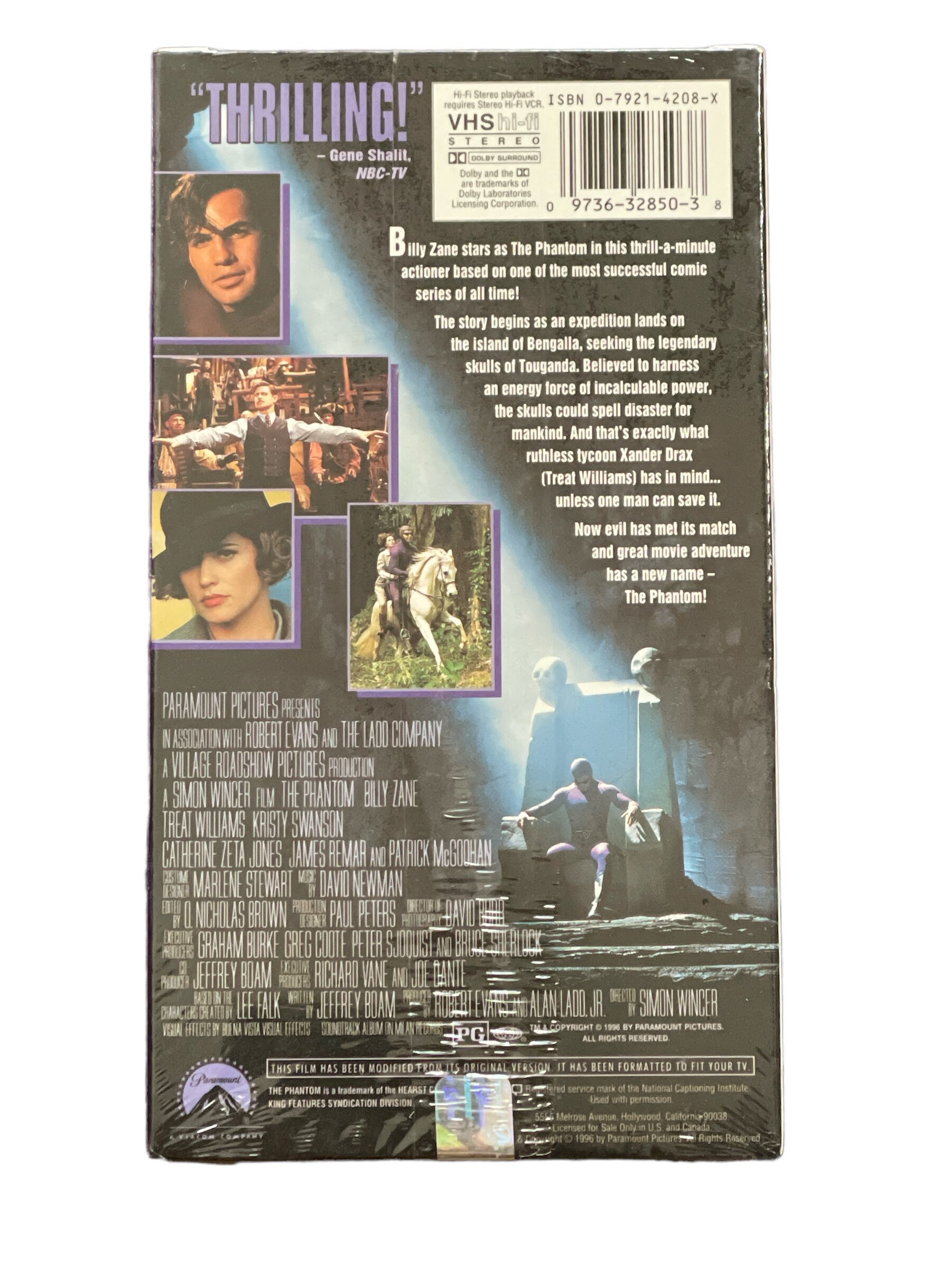 The Phantom 1996 Billy Zane Paramount Pictures Reflective Sleeve VHS ...