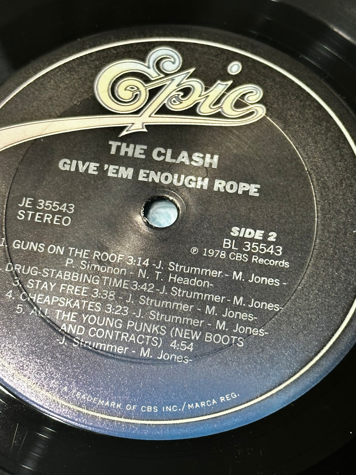The Clash 1978 Give ‘em Enough Rope CBS Epic JE 35543 Lp Vinyl Record ...