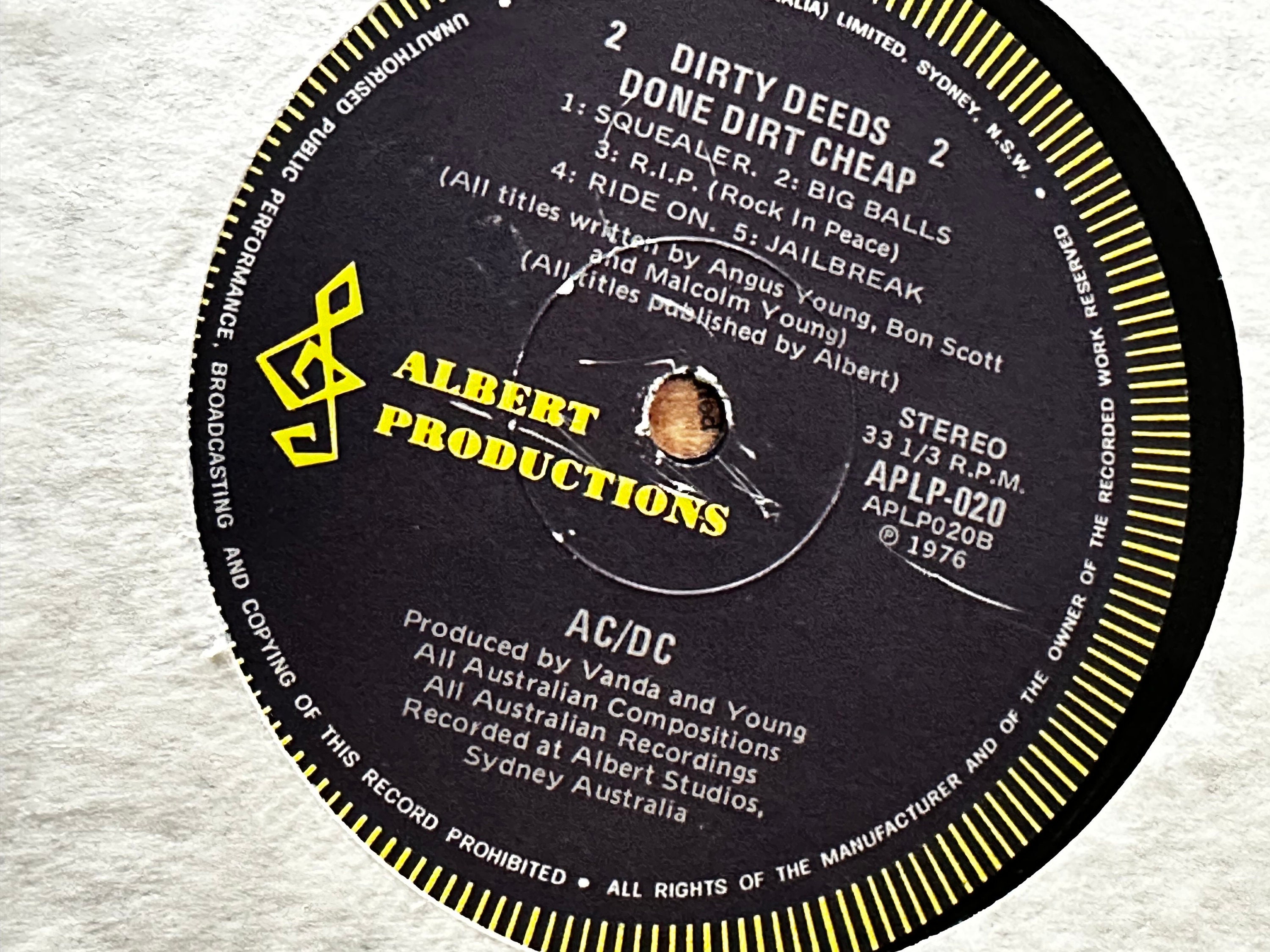 ACDC AC/DC 1976 Dirty Deeds Done Dirt Cheap Albert Aplp 020 Lp Vinyl ...