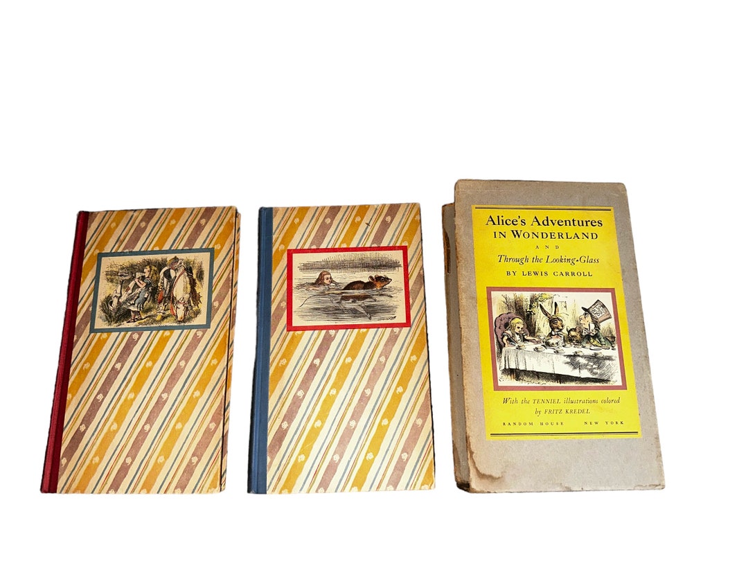 Lewis Carroll 1946 Alice’s Adventures in Wonderland Through Looking Glass 2 Book Box Set ...