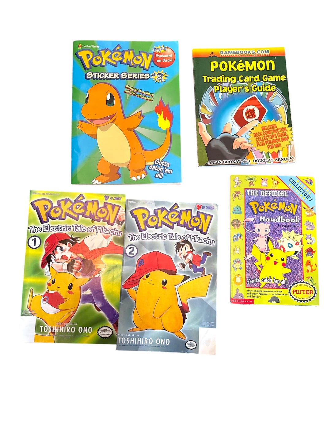 Vintage 90’s Pokémon 5 Book Lot Comic Sticker Coloring Card Refrence ...