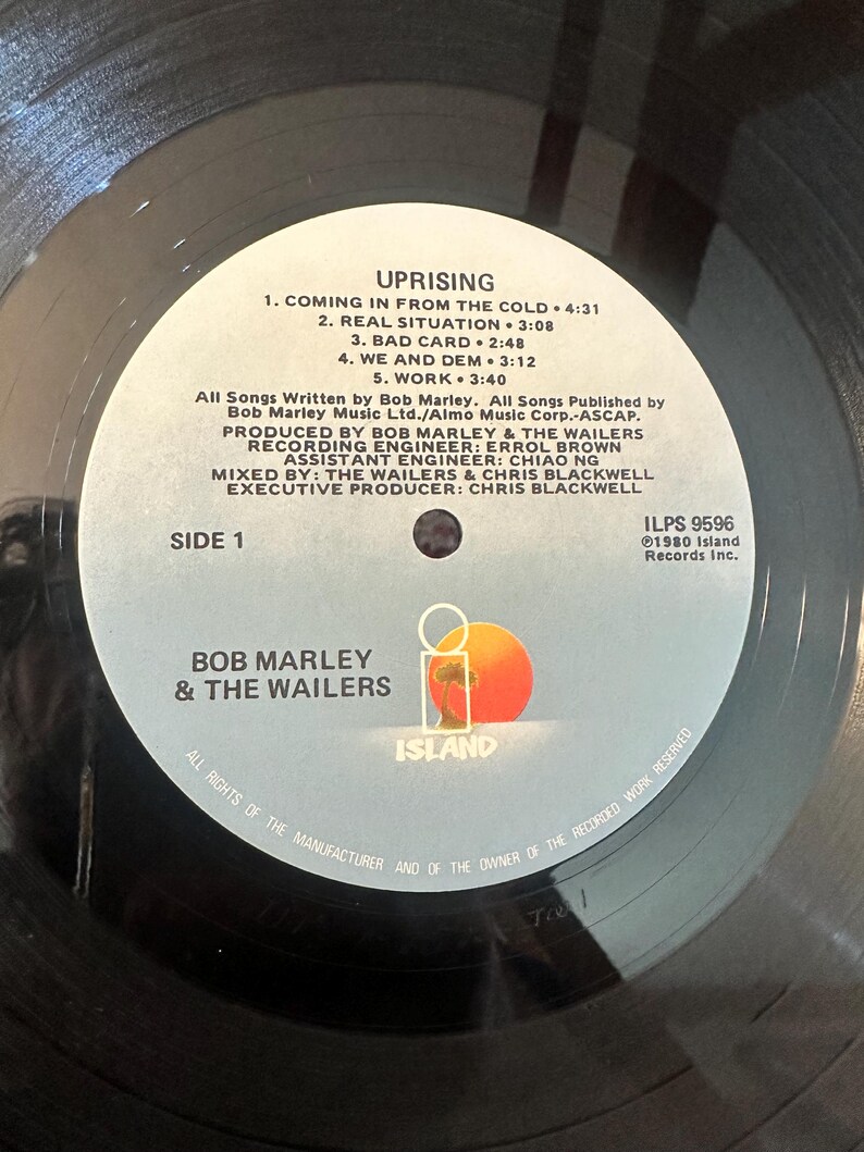 Bob Marley & the Wailers 1980 Uprising Warner Bros Island ILPS 9596 LP ...