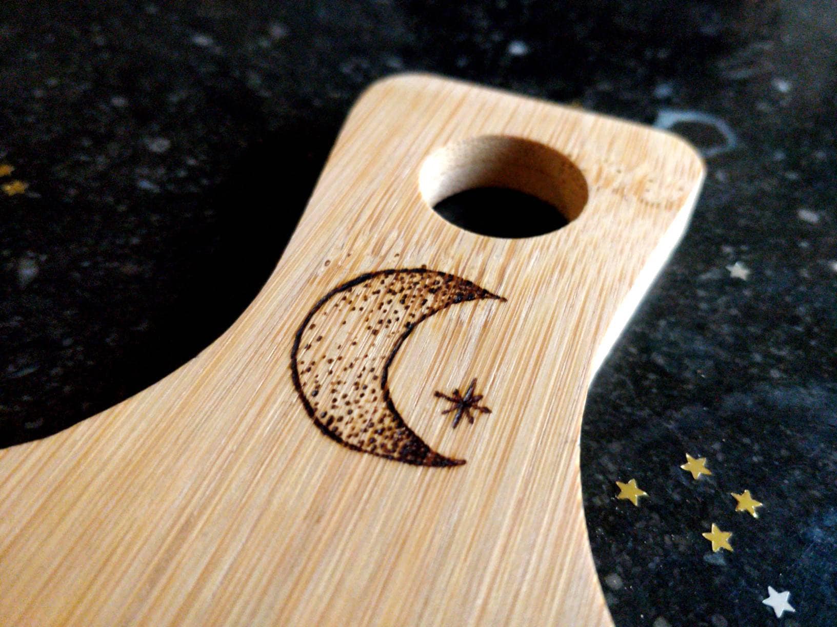 Wood-burned Round Bamboo Cutting Board, Moon Cutting Board ...