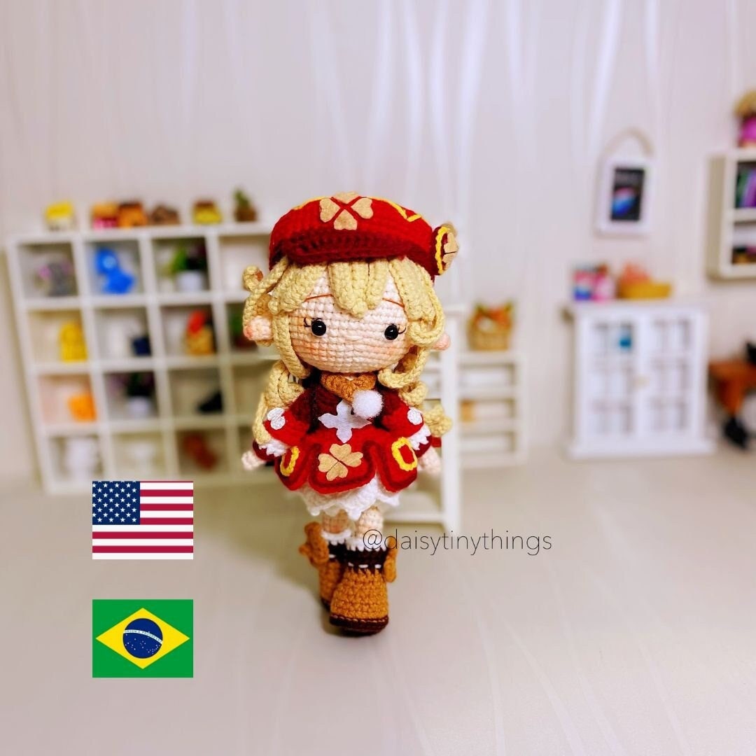 Amigurumi Chibi Doll Pattern, Crochet Red Doll PDF Pattern in English ...
