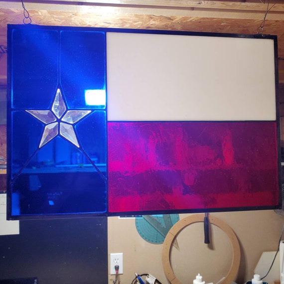 Texas Flag Stained Glass 12x 18 - Etsy