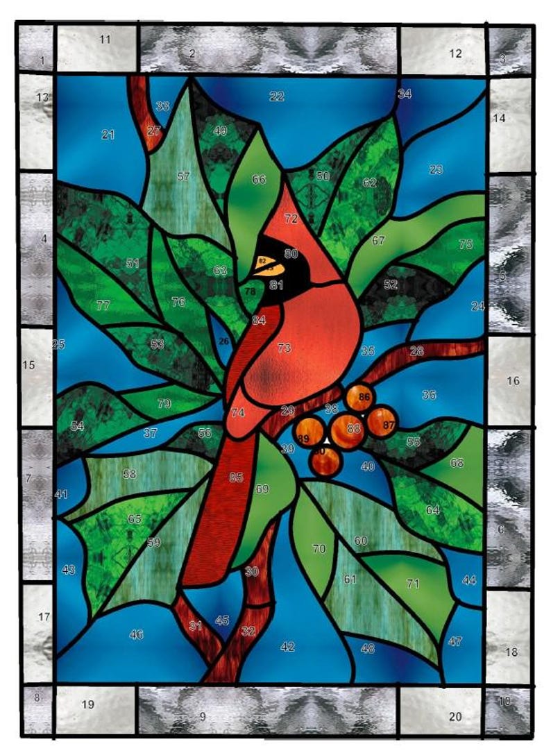 Cardinal-stained Glass Pattern - Etsy