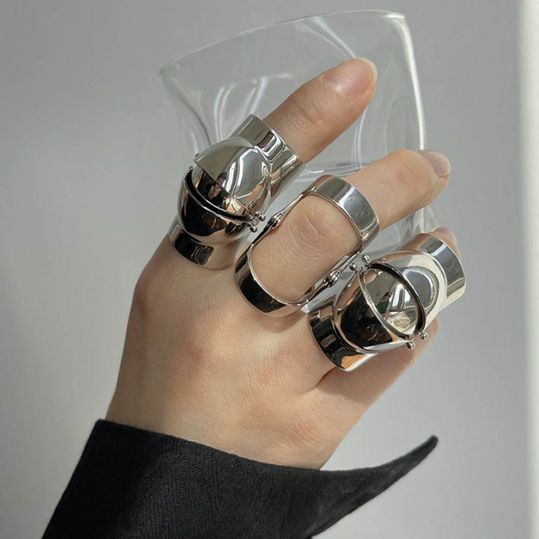 Medieval Armor Finger Knuckle Ring Bendable Polished Silver - Etsy
