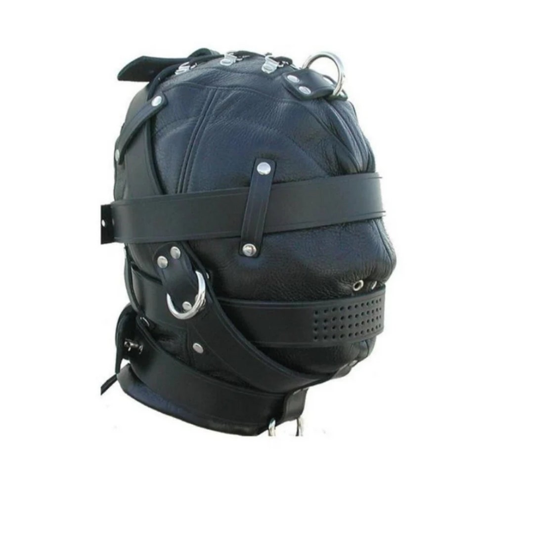 Leather Mask Sensory Deprivation Hood Costume Reenactment Gear Bondage ...