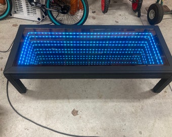 Black Coffee Table With LED Infinity Mirror Lights Effect - Etsy