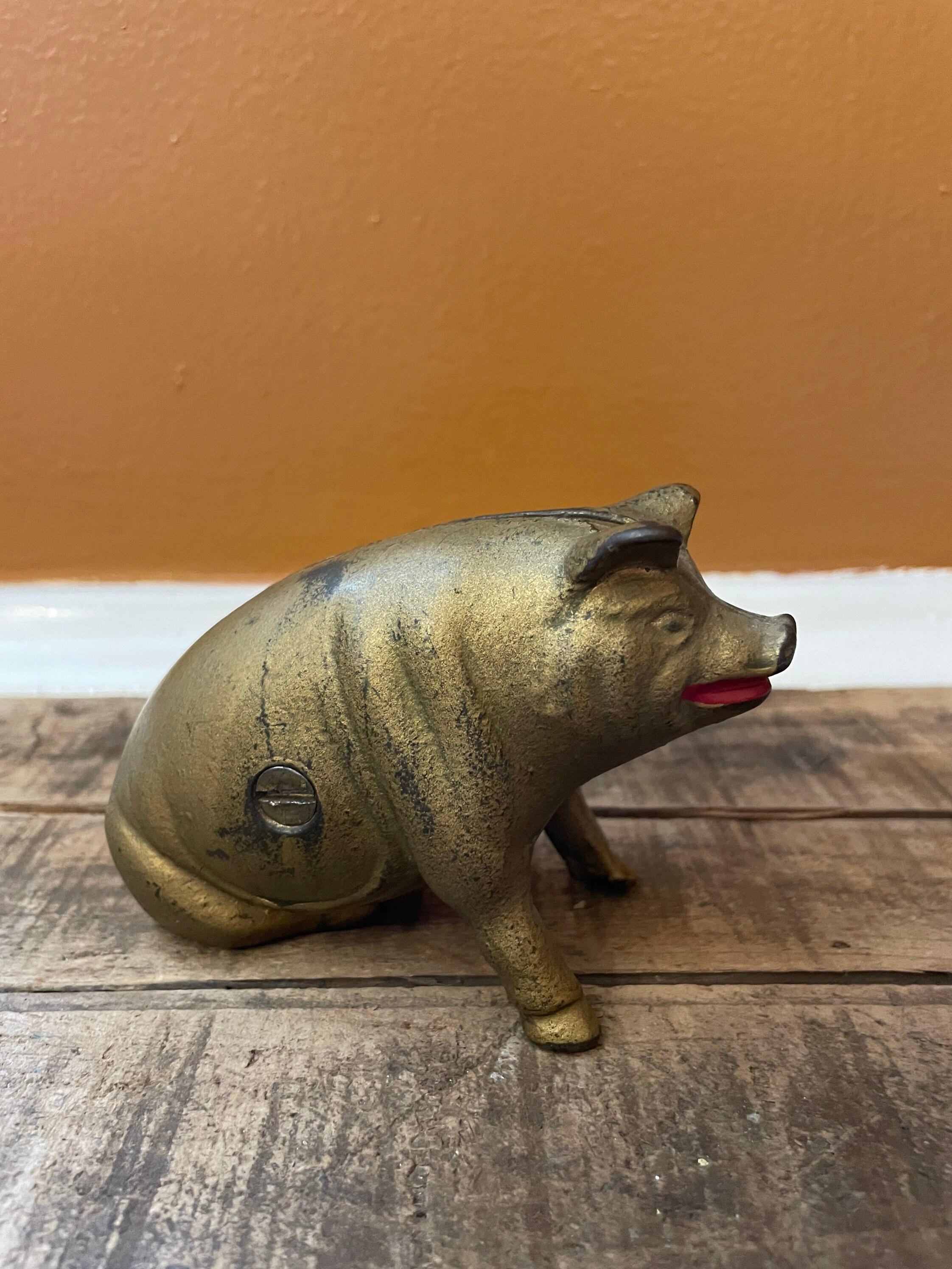 Vintage Cast Iron Gold Pig Still Bank Made by the A.C. Williams Company ...