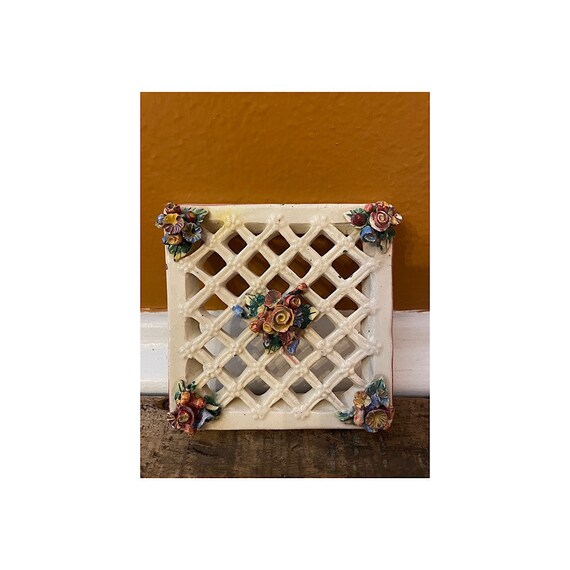 Antique Reticulated Tile With Capodimonte Flowers From Italy - Etsy