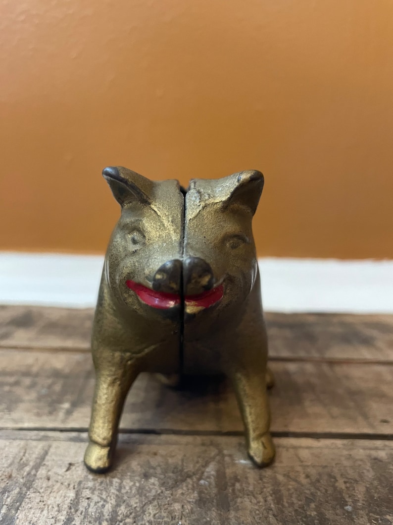 Vintage Cast Iron Gold Pig Still Bank Made by the A.C. Williams Company ...