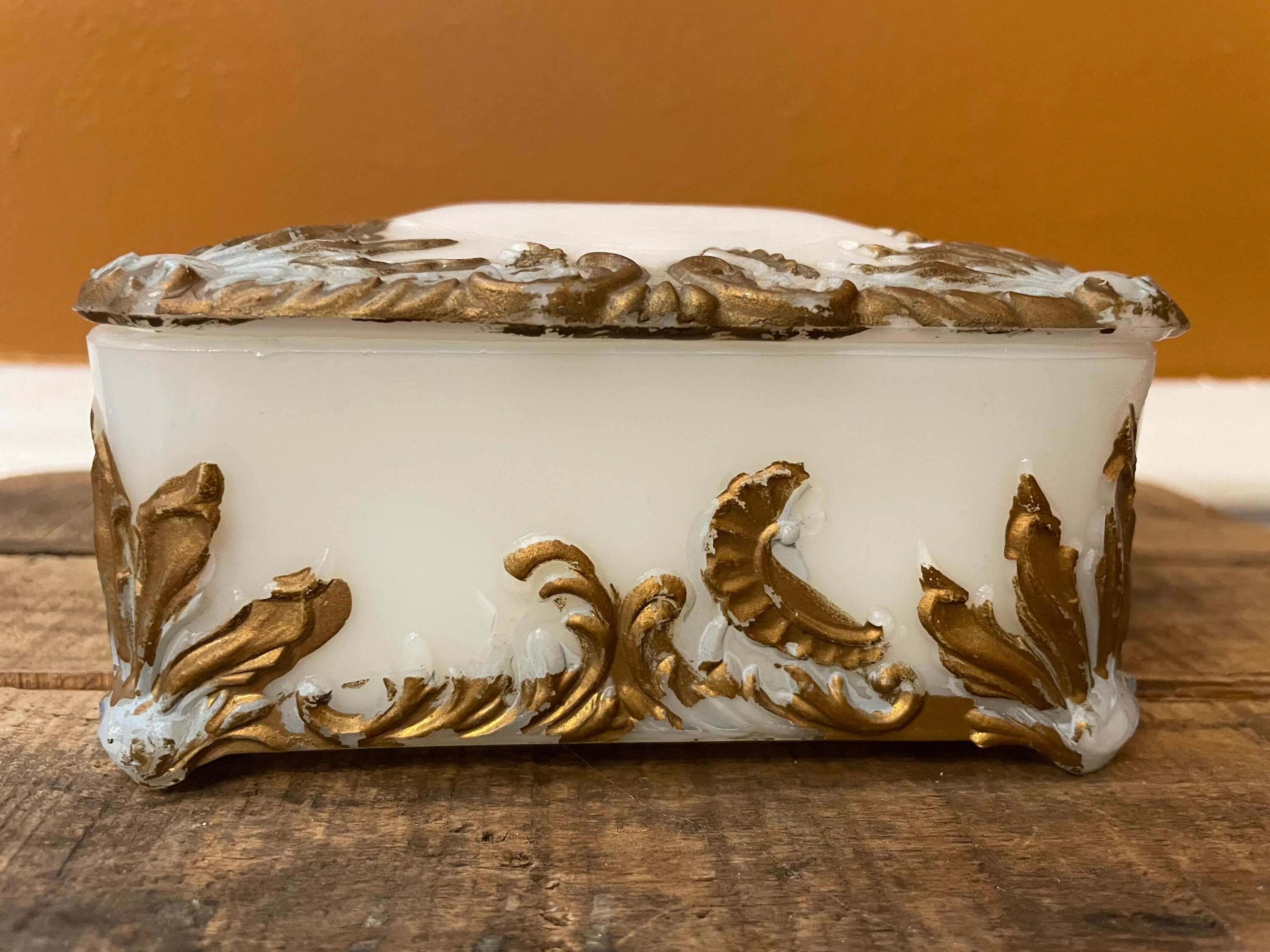 Beautiful Victorian Milk Glass Box With Lid - Etsy