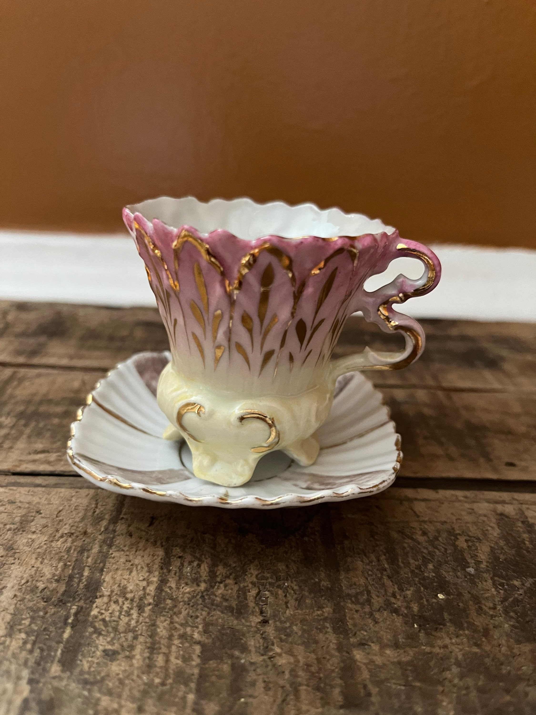 Small Antique Victorian Tea Cup and Saucer Miniature Tea Set Espresso ...