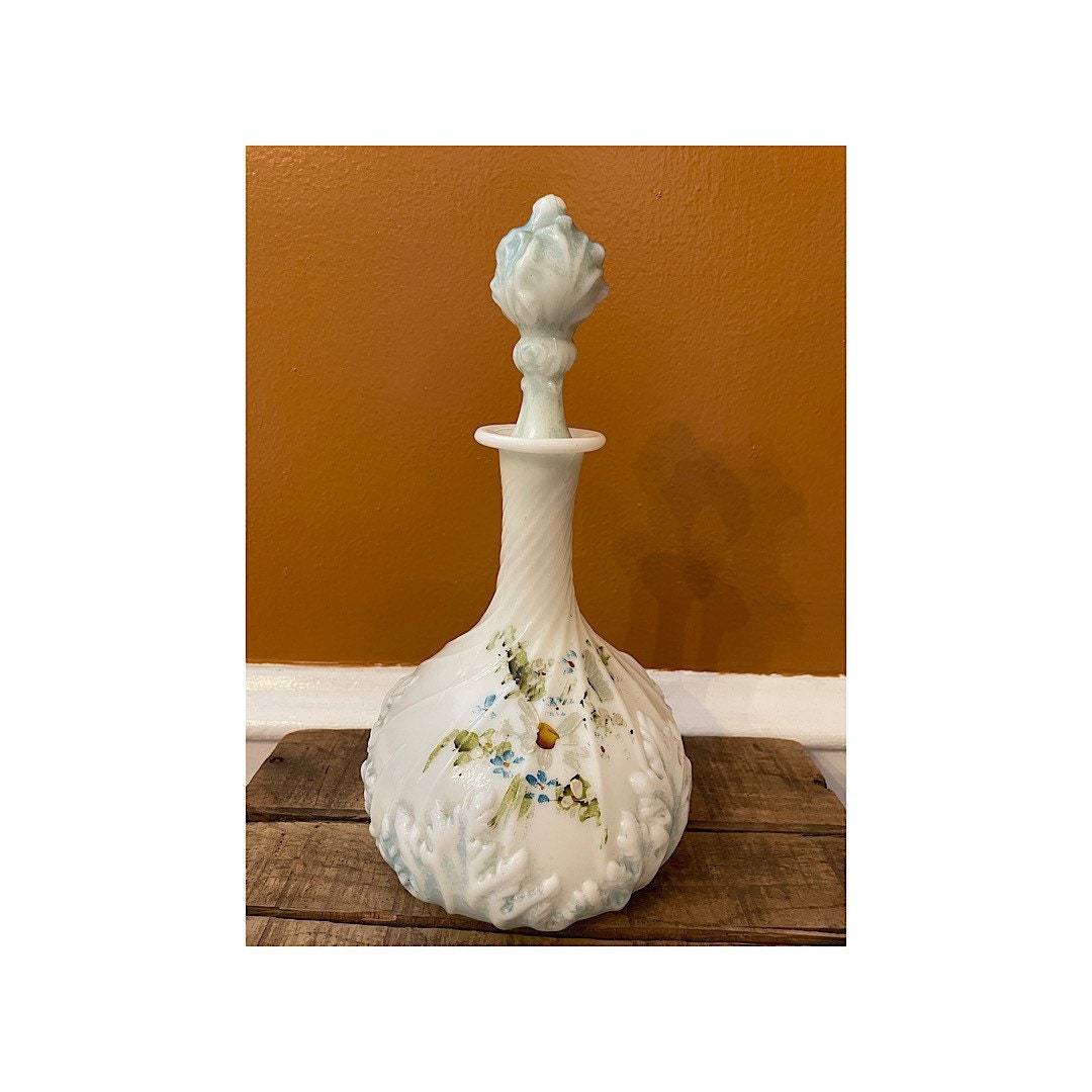Beautiful Victorian Milk Glass Decanter - Etsy