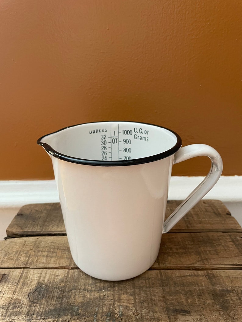 Antique Enamel Measuring Cup Quart Size - Etsy