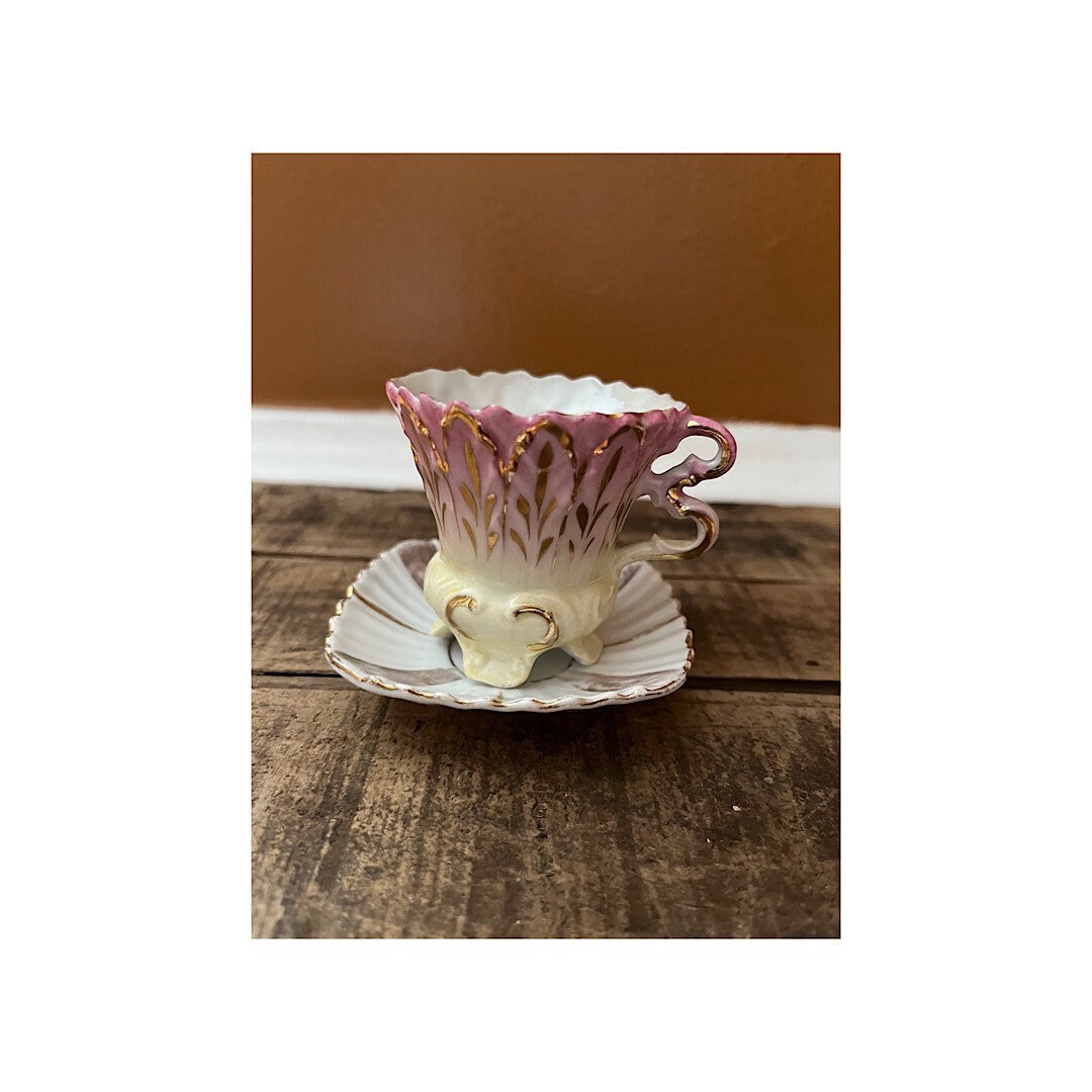 Small Antique Victorian Tea Cup and Saucer Miniature Tea Set Espresso ...
