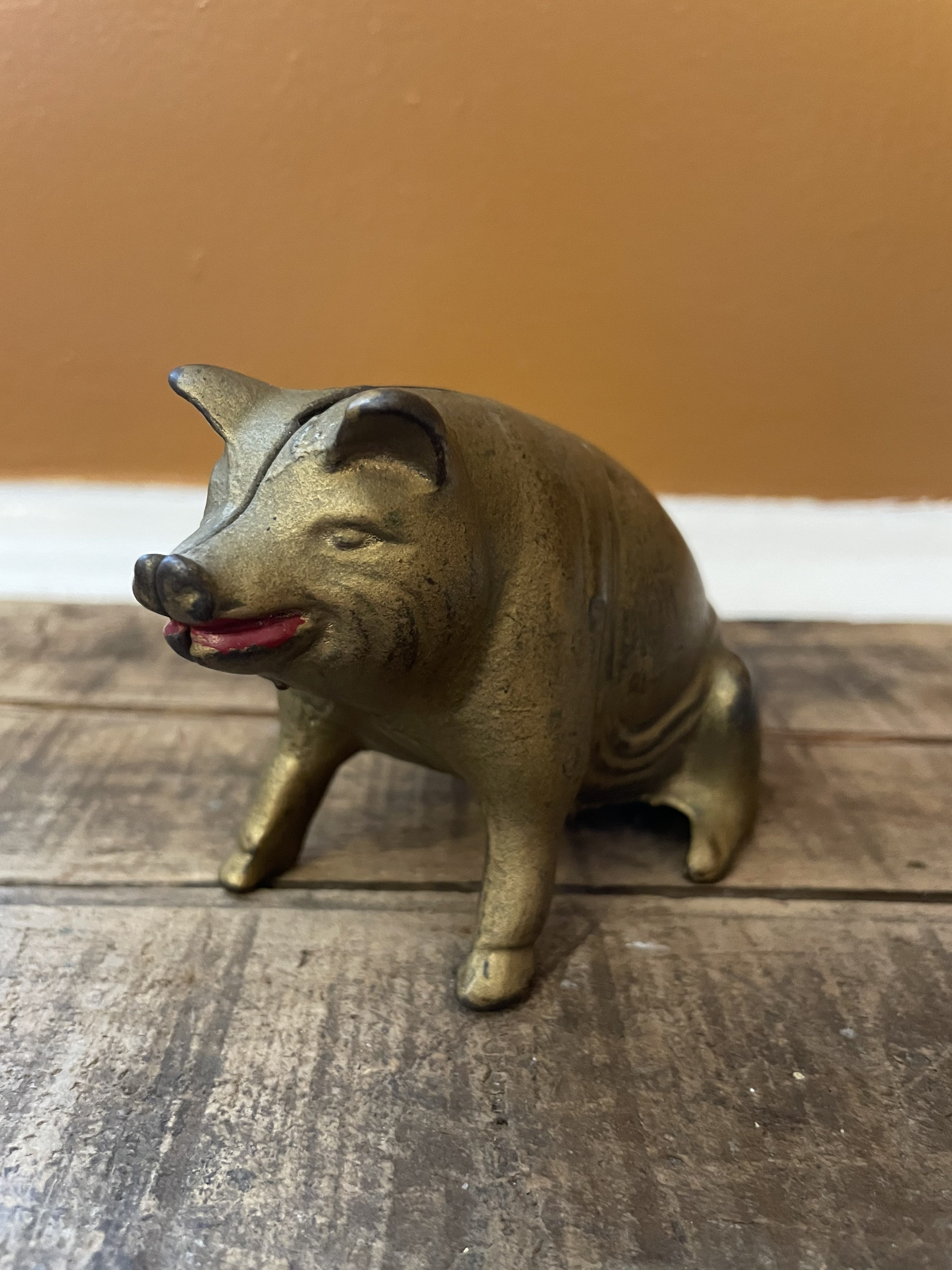 Vintage Cast Iron Gold Pig Still Bank Made by the A.C. Williams Company ...
