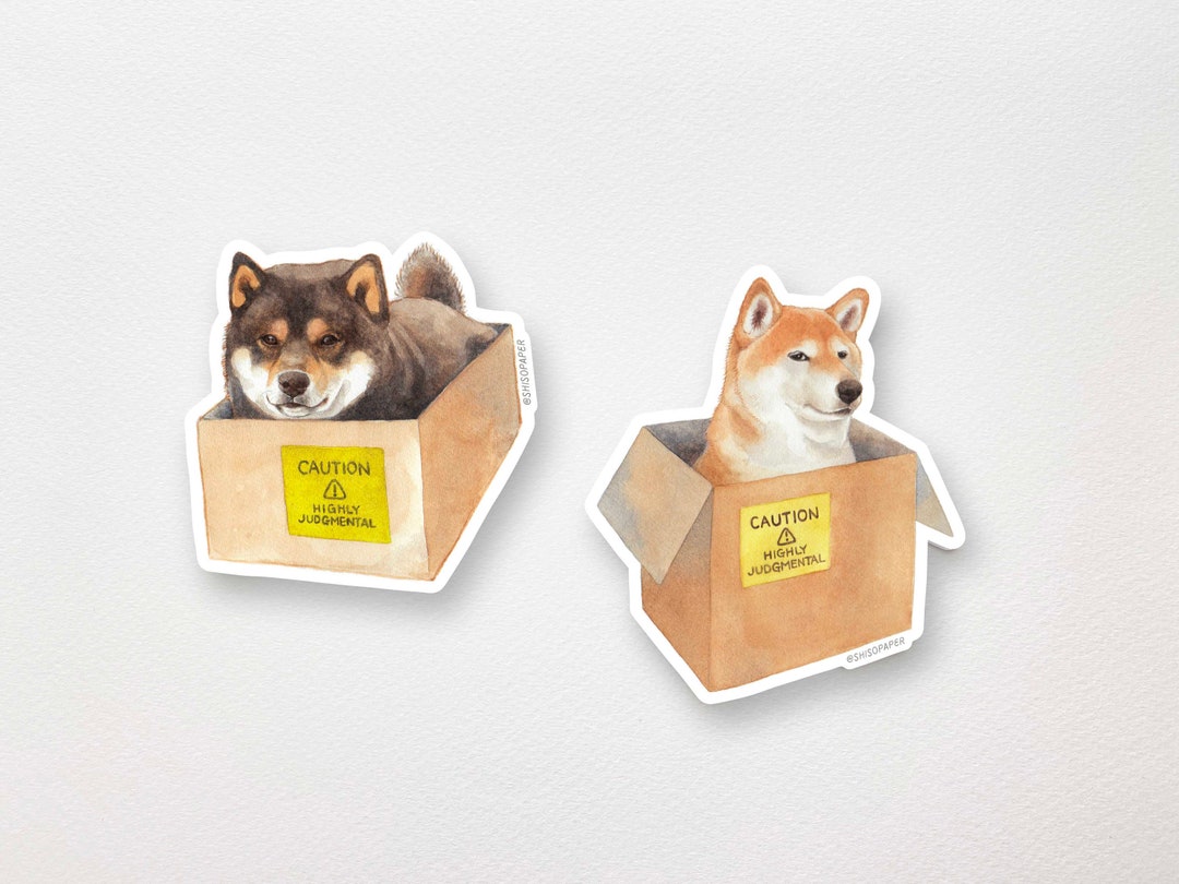 Judgy Shiba Inu in a Box Vinyl Sticker - Etsy