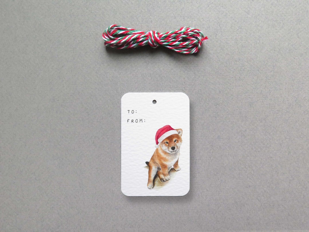 Shiba Inu Holiday Gift Tag Set of 10 Watercolor Illustrated - Etsy