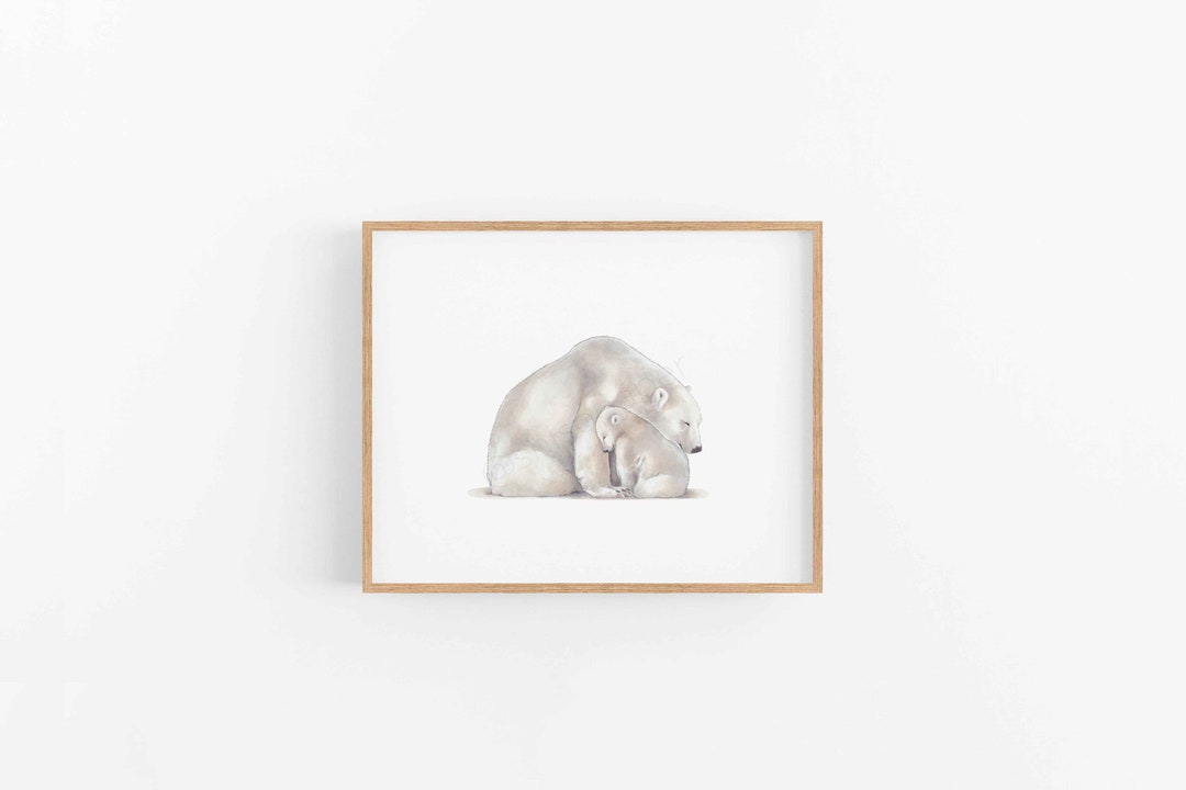 Polar Bear Mother and Baby Watercolor Painting Archival Print, Giclée ...