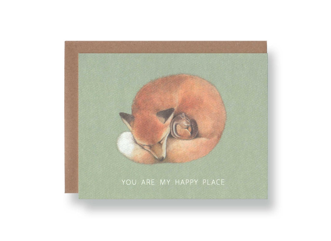 You Are My Happy Place Card, Watercolor Illustrated, Love Greeting Card ...