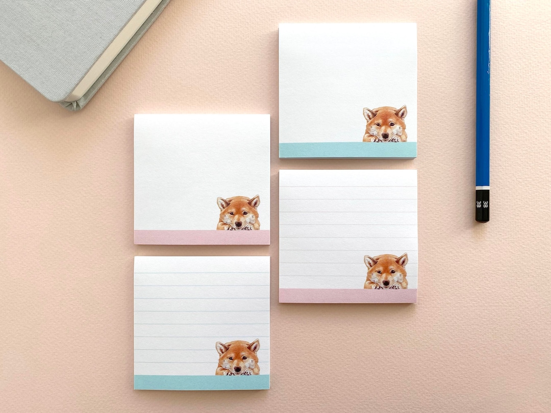 Shiba Inu Sticky Notes, Watercolor Illustrated, 3X3, Dog Lover Sticky ...