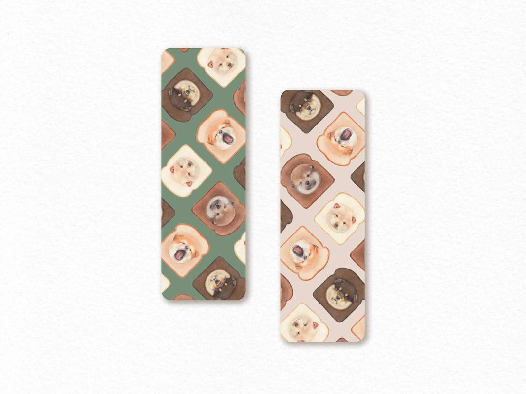 Shiba Inu Toast Chart Bookmark - Set of 2, Watercolor Illustrated - Etsy